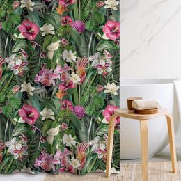 Bilderwelten Duschvorhang Bunte tropische Blumen Collage