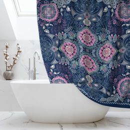 Bilderwelten Duschvorhang Detailliertes Boho Muster in Blau