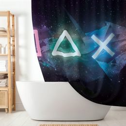 Bilderwelten Duschvorhang Controller Symbole in ferner Galaxie