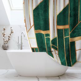 Bilderwelten Duschvorhang Emerald und Gold Geometrie