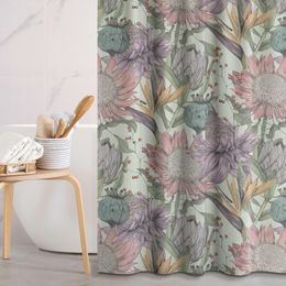 Bilderwelten Duschvorhang Florale Eleganz in Pastell auf Mint XXL
