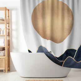 Bilderwelten Duschvorhang Goldene Sonne blaue Wellen