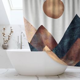 Bilderwelten Duschvorhang Geometrische Berge Bronze