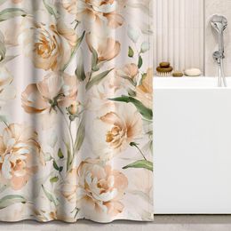 Bilderwelten Duschvorhang Pfingstrosen Aquarell Muster Beige
