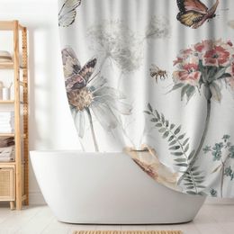 Bilderwelten Duschvorhang Aquarell Blumenwiese mit Schmetterlingen