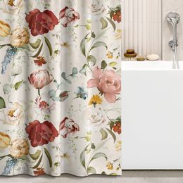 Bilderwelten Duschvorhang Blumen Aquarell Vintage Muster auf Beige