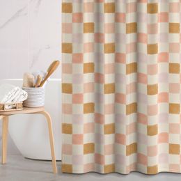Bilderwelten Duschvorhang Retro Schachmuster Rose Ocker