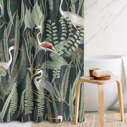 Bilderwelten Duschvorhang Flamingos und St&ouml;rche mit Pflanzen auf Gr&uuml;n