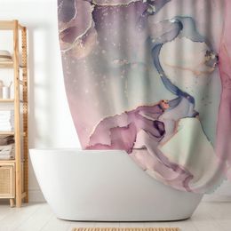 Bilderwelten Duschvorhang Aquarell Pastell Rosa mit Gold