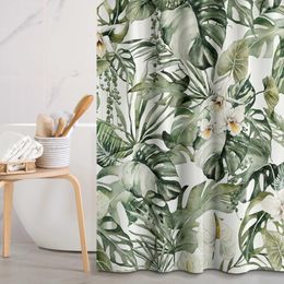 Bilderwelten Duschvorhang Orchideen und Bl&auml;tter Muster