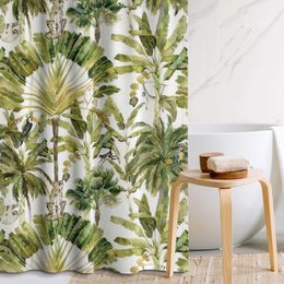 Bilderwelten Duschvorhang Aquarell Bananenpalme und Leopard Muster