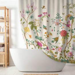 Bilderwelten Duschvorhang Illustrierte Blumen Chinoiserie auf Gelb