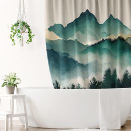 Bilderwelten Duschvorhang Aquarellierte Berglandschaft