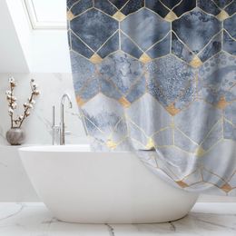 Bilderwelten Duschvorhang Blaue Geometrie goldenes Art Deco