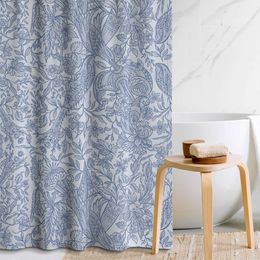 Bilderwelten Duschvorhang Blaues Vintage Blumenmuster