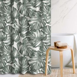 Bilderwelten Duschvorhang Aquarell Monstera Bl&auml;tter in Gr&uuml;n