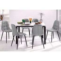 Essgruppe OTTO HOME, grau, Sitzm&ouml;bel-Sets, Esstisch, Breite 120 cm und 4 Esszimmerst&uuml;hle, Bezug in Kunstleder