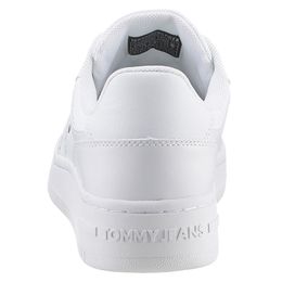 Tommy Jeans Damen Plateausneaker "TJW RETRO BASKET ESS", Gr. 35, wei&szlig;, Leder, Textil, Schuhe, Freizeitschuh, Halbschuh, Schn&uuml;rschuh mit seitlicher