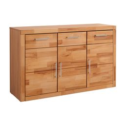 Sideboard OTTO HOME, B:130cm H:80cm T:42cm, beige, Holz teilmassiv, Wohnzimmer, Sideboards, "Logo,130cm breit,42 cm tief, Fronten Massivholz,2 breite