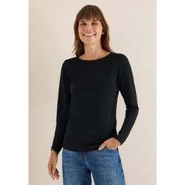 Cecil Damen Langarmshirtschwarz, Gr. XXL, unifarben, Web, 100% Baumwolle, Shirts, aus reiner Baumwolle