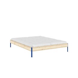 Bettgestell Karup Design, B:166cm H:34cm L:206cmraw, vivid blau, Betten, "CORE BED Bodenbett, Holzrahmen, Futonbett, Jugendbett, Holzbett",