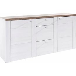 Sideboard OTTO HOME, B:176cm H:84,9cm T:37,1cm, wei&szlig;, Wohnzimmer, Sideboards, "Larona, zeitlose Kommode mit 2 T&uuml;ren, 3 Schubk&auml;sten, T&uuml;rkommode", H&ouml;he