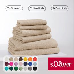 Handtuch Set s.Oliver, beige, Walkfrottier, Obermaterial: 100% Baumwolle, Handtuch-Sets, "s.Oliver, Premium Qualit&auml;t, 600 gr/m&sup2;", 2 G&auml;stet&uuml;cher