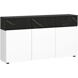 Sideboard Home Affaire, B:150cm H:86cm T:40cm, wei&szlig;, Melamin, Wohnzimmer, Sideboards, "MODESTO", grifflos, mit 3 Schubladen, 3 T&uuml;ren und 6 F&auml;cher,