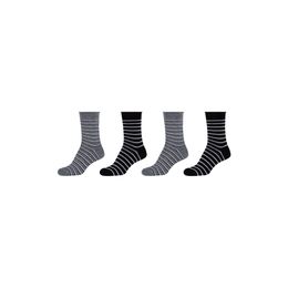 Camano Damen Socken "Socken 4er Pack", Gr. 39, schwarz, 72% Baumwolle, 26% Polyamid, 2% Elasthan, gestreift, Socken