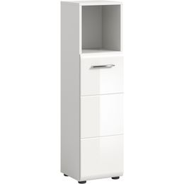 Stauraumschrank Welltime, B:30cm H:110cm T:30cm, wei&szlig;, FSC-zertifizierter Holzwerkstoff, MDF, Schr&auml;nke, "FLORENZ, TOPSELLER, H&ouml;he 110 cm, 1 T&uuml;r, 2