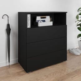 Kommode OTTO HOME, B:70cm H:80cm T:35cm, schwarz, Flur, Sideboards, "Paris", mit 3 Schubk&auml;sten, Breite 70 cm