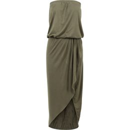Urban Classics Damen Shirtkleid "Urban Classics Damen Ladies Viscose Bandeau Dress"olive, Gr. S, unifarben, 95% Viskose, 5% Elasthan, Kleider