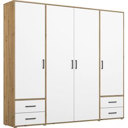 Dreht&uuml;renschrank Rauch, B:187cm H:194cm T:53cm, wei&szlig;, Holzwerkstoff, Schr&auml;nke, "Kleiderschrank Schrank Garderobe W&auml;scheschrank VOYAGER", mit 2