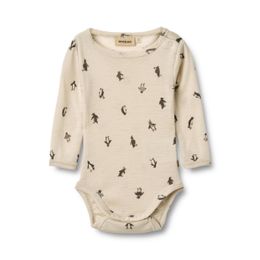 Wheat M&auml;dchen Blusenbody "Wheat Wool Body L/S Lucca"penguins, Gr. 80, 100% Wolle, Bodys