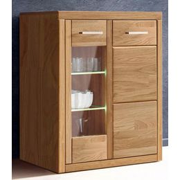 Vitrine OTTO HOME, B:90cm H:100cm T:42cm, braun, Holz teilmassiv, Wohnzimmer, Schr&auml;nke, "LOGO68, Einlegeboden verstellbar,1Glast&uuml;r, Wohnzimmer,