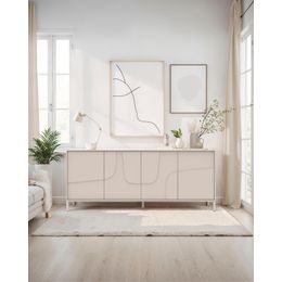 Sideboard OTTO HOME, B:205cm H:84cm T:40cm, beige, Wohnzimmer, Sideboards, "Stone, 205 cm breit, 4 T&uuml;ren, Anrichte, Kommode, Stauraumschrank",