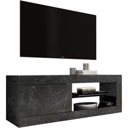 Lowboard Home Affaire, B:140cm H:56cm T:43cm, grau, Wohnzimmer, Sideboards, "Basic Breite 140 cm, TV-Board 1 T&uuml;r, 2 offene F&auml;cher (Glasboden)",