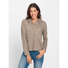 Inspirationen Damen Poloshirt "Shirt", braun, Gr. 42, gemustert, mehrfarbig, 50% Baumwolle, 50% Modal, Shirts