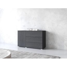 Sideboard OTTO HOME, B:111cm H:68cm T:39cm, schwarz, Wohnzimmer, Sideboards, "PARIS", Moderne 110cm breite grifflose Kommode, vielseitig einsetzbar