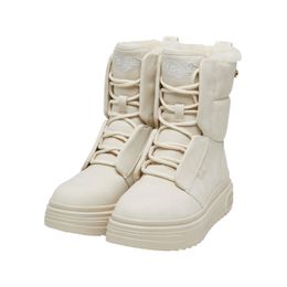Buffalo Damen Stiefel "Buffalo vectra lace up hi warm", Gr. 41cream, Kunstfaser, unifarben, Schuhe