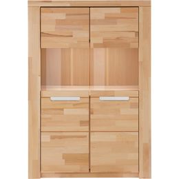Highboard OTTO HOME, B:100cm H:145cm T:40cm, beige, Holz teilmassiv, Wohnzimmer, Sideboards, "Kolding", Breite 100 cm mit 2 Glast&uuml;ren