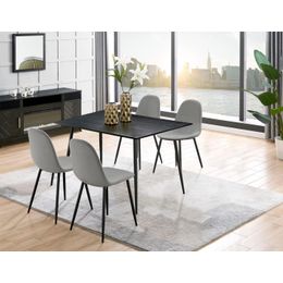 Essgruppe OTTO HOME, grau, Sitzm&ouml;bel-Sets, "Eadwine, TOPSELLER Sitzgruppe, Tisch plus 4 St&uuml;hle", bestehend aus Esstisch 120 cm und 4