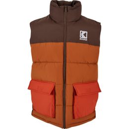 Karl Kani Herren Steppweste "Karl Kani Herren KM224-020-1 KK OG Block Puffer Vest"orange, sand, braun, Gr. S, 100% Polyimid, Westen