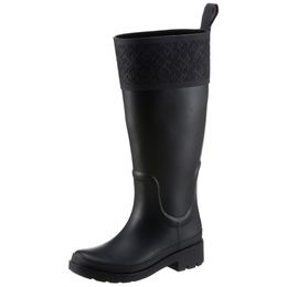 Tommy Hilfiger Damen Gummistiefel "RUBBER LONG BOOT MONOGRAM", Gr. 40, schwarz, Gummi, unifarben, Schuhe, Blockabsatz, Schlupfstiefel,
