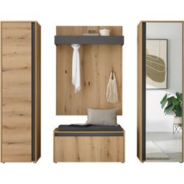 Garderoben-Set Home Affaire, B:210cm H:200cm T:40cmeiche evoke, Holzwerkstoff, Flur, Kastenm&ouml;bel-Sets, "GIRON/CiTY, moderne Garderobe, Komplettset