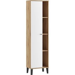 Stauraumschrank Home Affaire, B:51cm H:190cm T:33cm, wei&szlig;, FSC-zertifizierter Holzwerkstoff, Schr&auml;nke, "Oslo, Badschrank mit Knopfgriff, Hochschrank