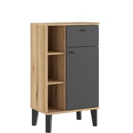 Midischrank Home Affaire, B:51cm H:90cm T:33cm, grau, FSC-zertifizierter Holzwerkstoff, Badezimmer, Schr&auml;nke, "Oslo, Badschrank mit Knopfgriff,