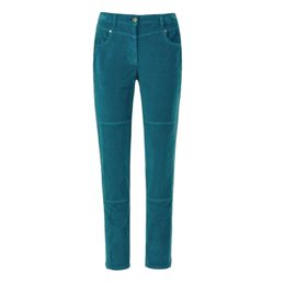 GOLDNER Damen Schlupfhose "Kurzgr&ouml;&szlig;e Bequeme Samthose mit Wascheffekt", blau, Gr. 27, Obermaterial: 98% Baumwolle CO. 2% Elasthan EL., Hosen,