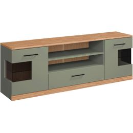 Lowboard OTTO HOME, B:160cm H:55cm T:35cm, gr&uuml;n, Wohnzimmer, Sideboards, "Ribe,160cm breit,55cm hoch,Oberplatte Eiche massiv", Eiche massiv,Melamin
