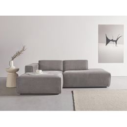 Ecksofa Home Affaire, B:227cm H:71cm T:161cm, grau, 94% Polyester; 6% Nylon, Wohnzimmer, Sofas, "Noord mit Kedernaht, Breite 227 cm, L-Form", Cord,